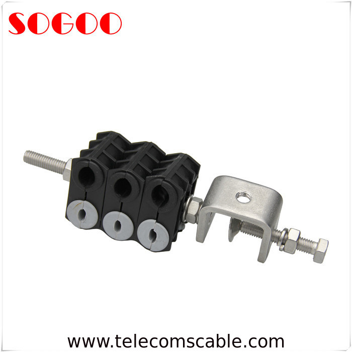 three-way feeder clamp, fiber optical cable clamp and power cable clamp