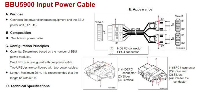 Customized Huawei BBU 5900 power cable according to drawing with HDEPC ...