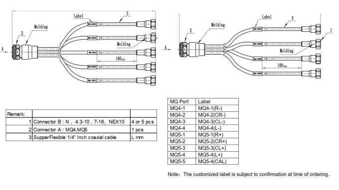 Huawei 04131960 & 04131959 MQ4 MQ5 To 4.3-10 1/4" Flex Jumper Cable Assemblies For Signal